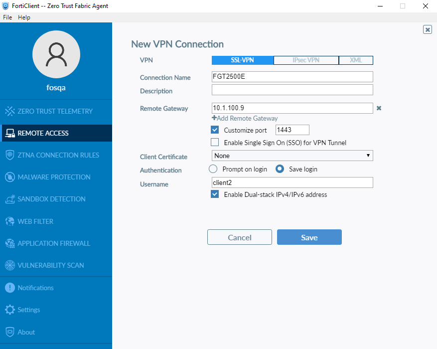 Dual stack IPv4 and IPv6 support for SSL VPN | FortiGate / FortiOS 7.2.10 | Fortinet Document ...